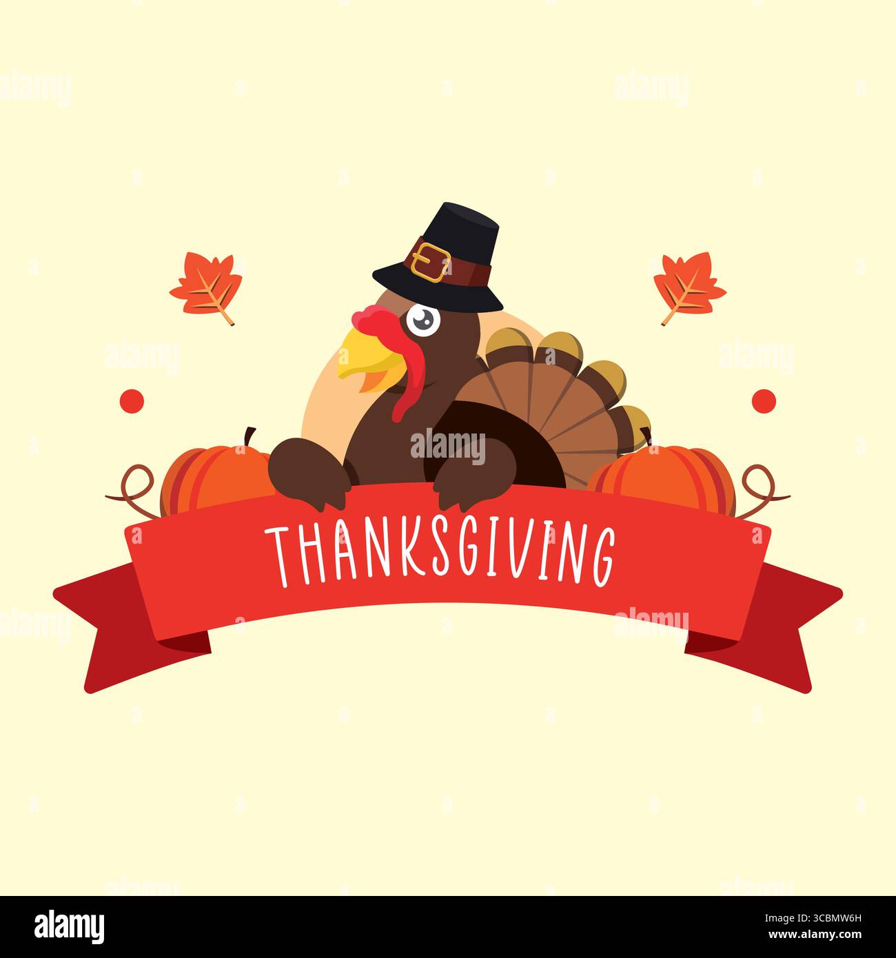 Thanksgiving turkey red ribbon banner. Vector Stock Vector Image & Art ...