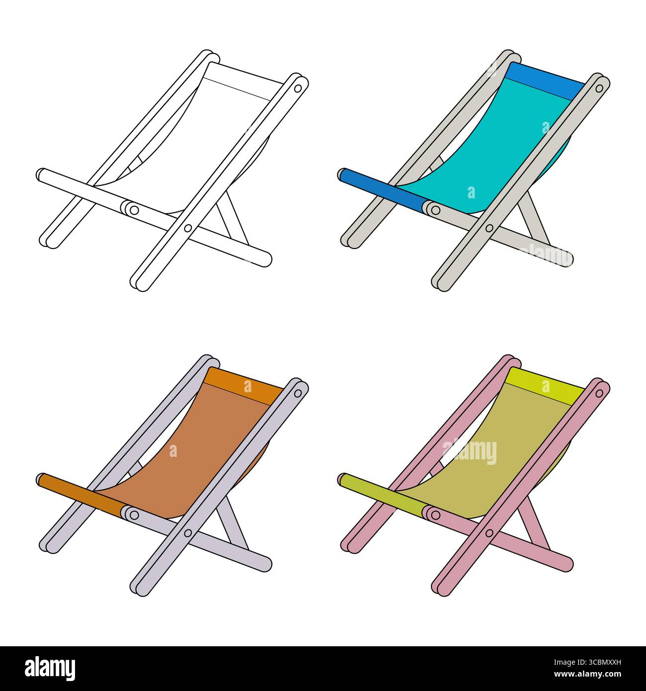 Set of Colorful Beach Deck Chairs Illustration. A vibrant illustration ...