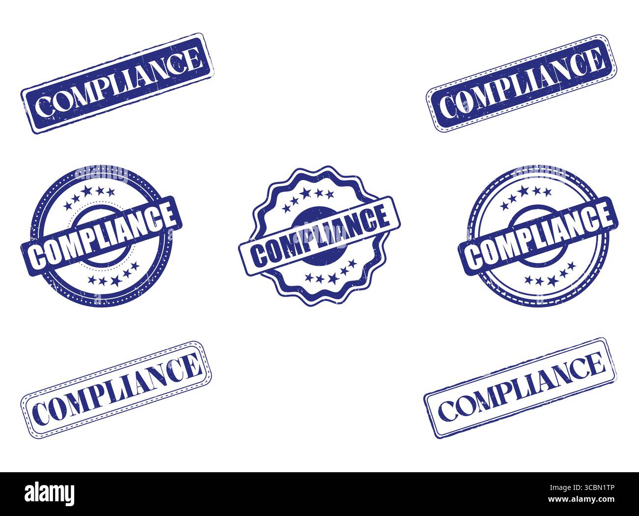 A Collection of Blue Compliance Rubber Stamp Seals for Business and ...