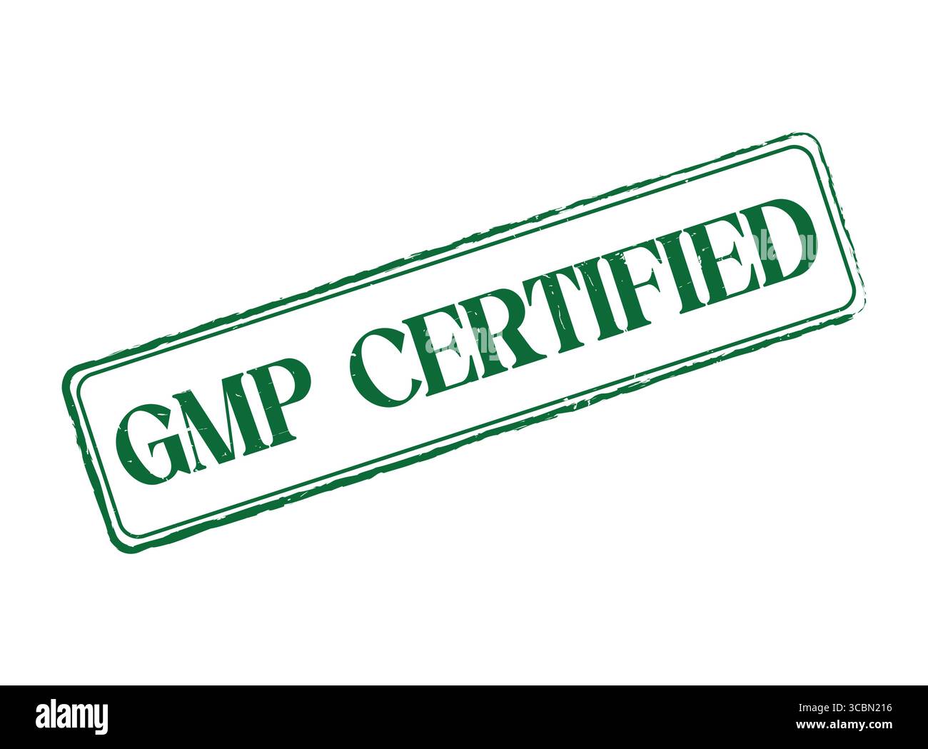 A Green GMP Certified Rubber Stamp with a Dotted Outline and Text Stock ...