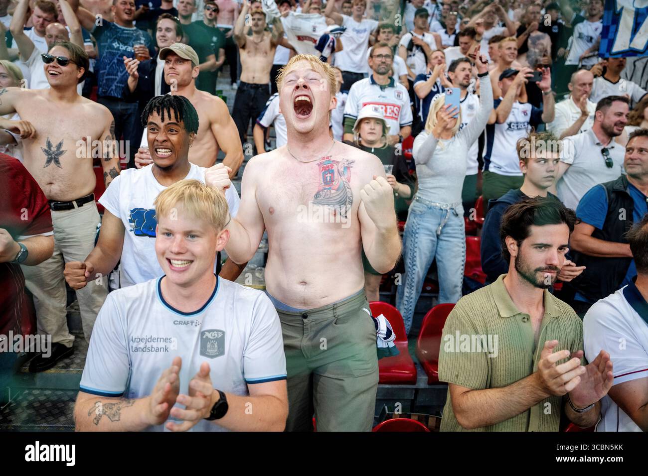 AGF fans after the 3F Superliga match between FC Copenhagen and AGF at ...