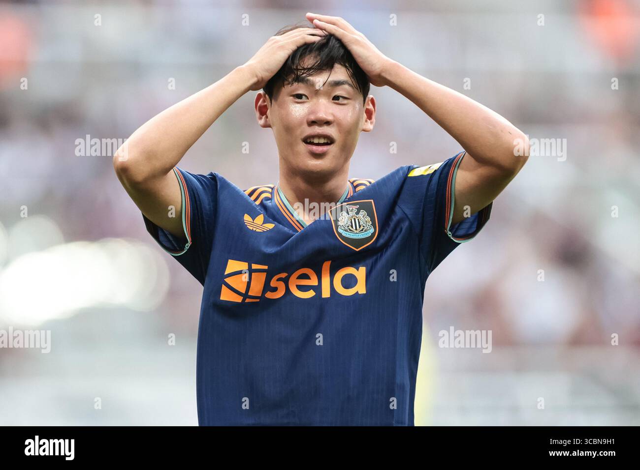 Seung-soo Park of Newcastle Untied reacts after a missed chance on goal ...
