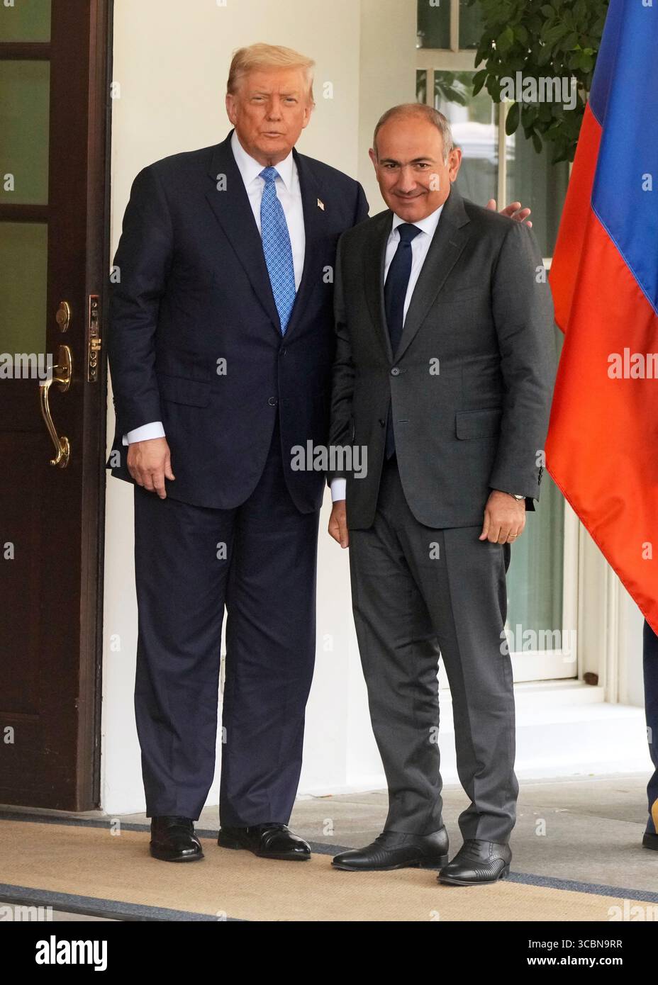 President Donald Trump, left, greets Armenia's Prime Minister Nikol ...