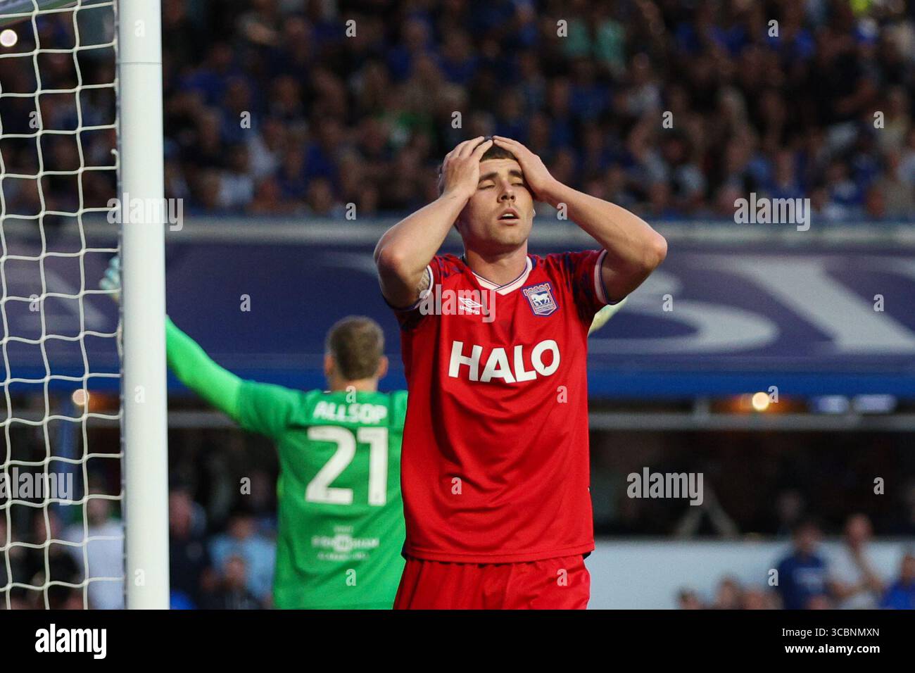 BIRMINGHAM, UK - 8th Aug 2025: Leif Davis of Ipswich Town reacts to a ...