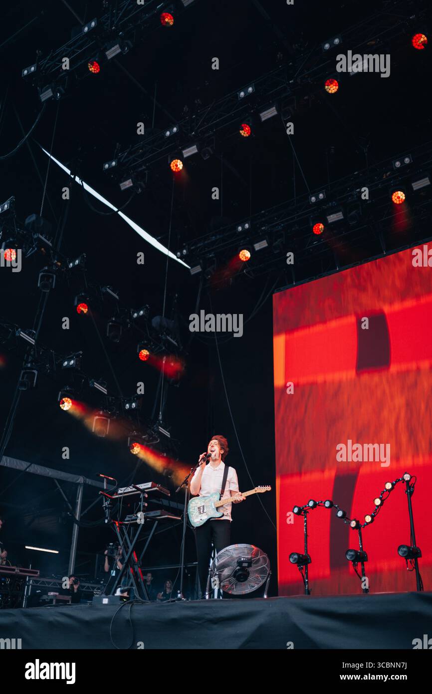Newquay, Cornwall, UK. 08/08/2025. The Wombats live concert at ...