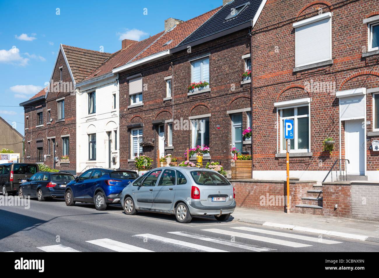 Old brick stone houses in a row in La Louvière, Hainaut, Belgium 13 ...