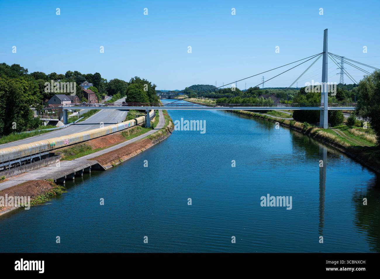 Sluice and bridge infrastructure at the Canal du Centre in Mons ...