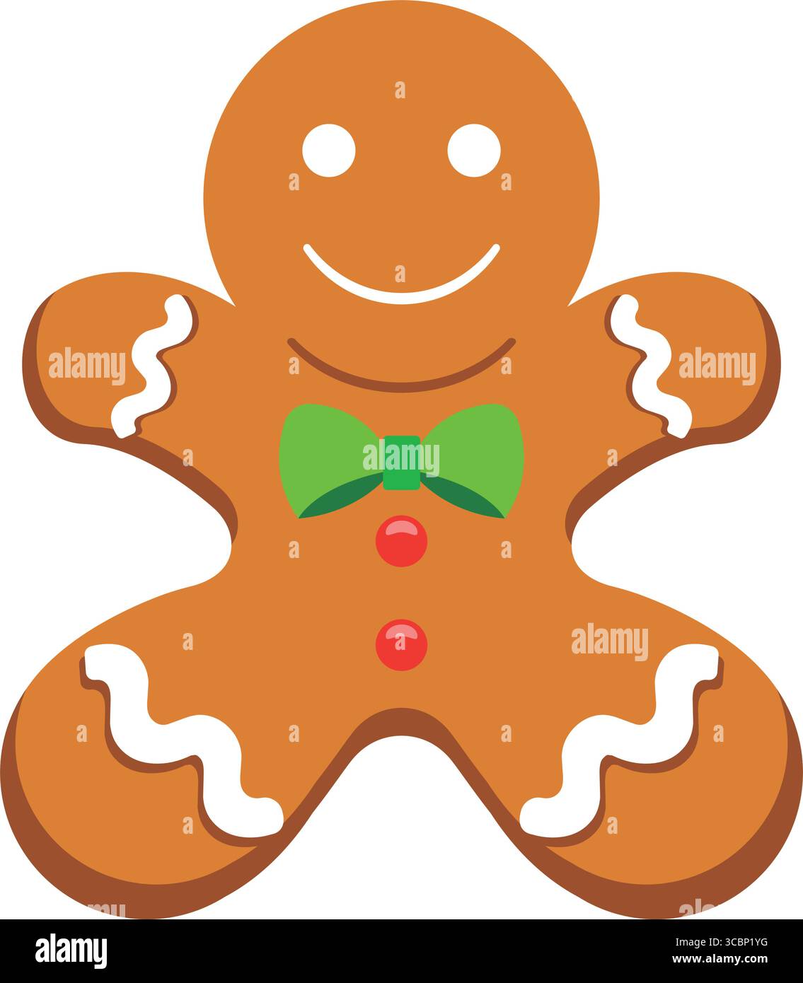 Gingerbread man with green bow. Vector Stock Vector Image & Art - Alamy