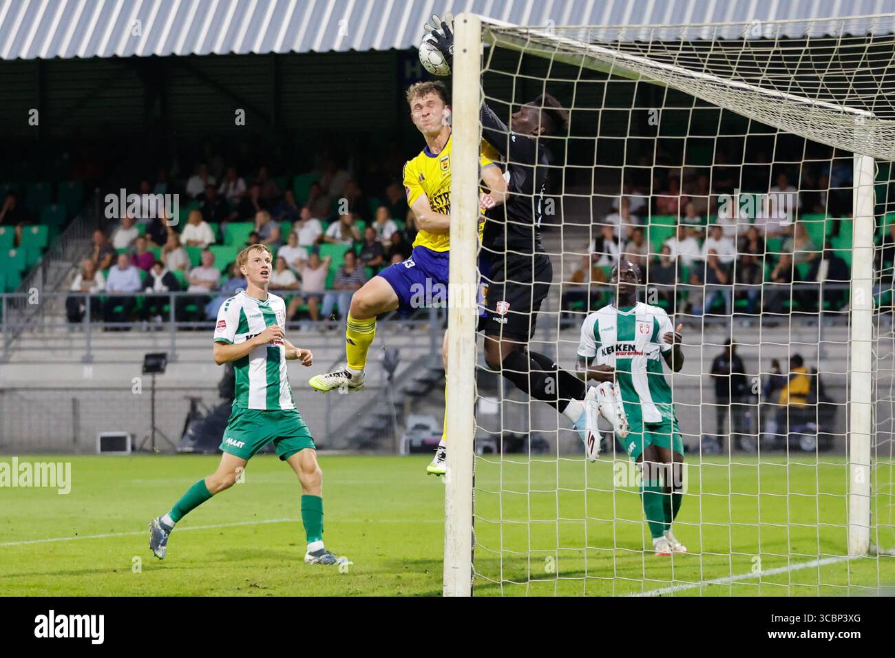 Nicolas Binder of SC Cambuur, Celton Biai of FC Dordrecht during the ...