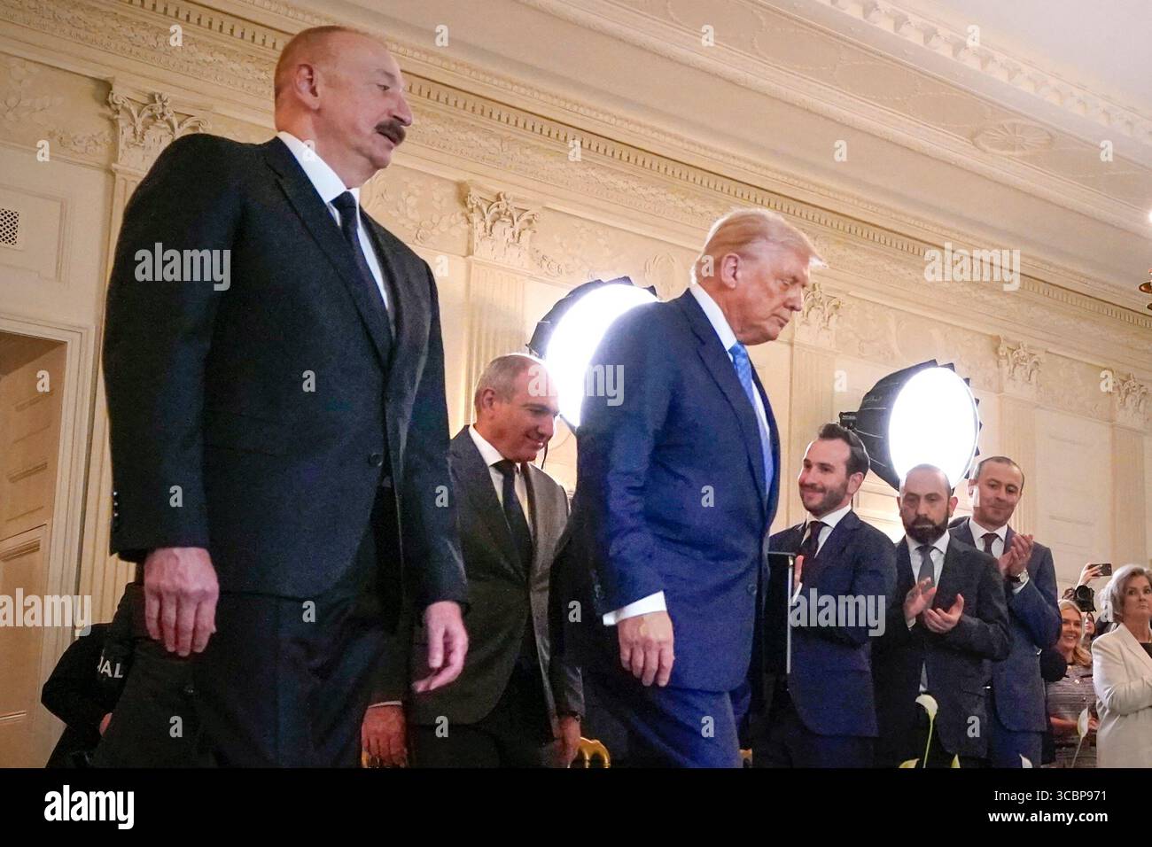 Azerbaijan's President Ilham Aliyev, from left, Armenian Prime Minister ...