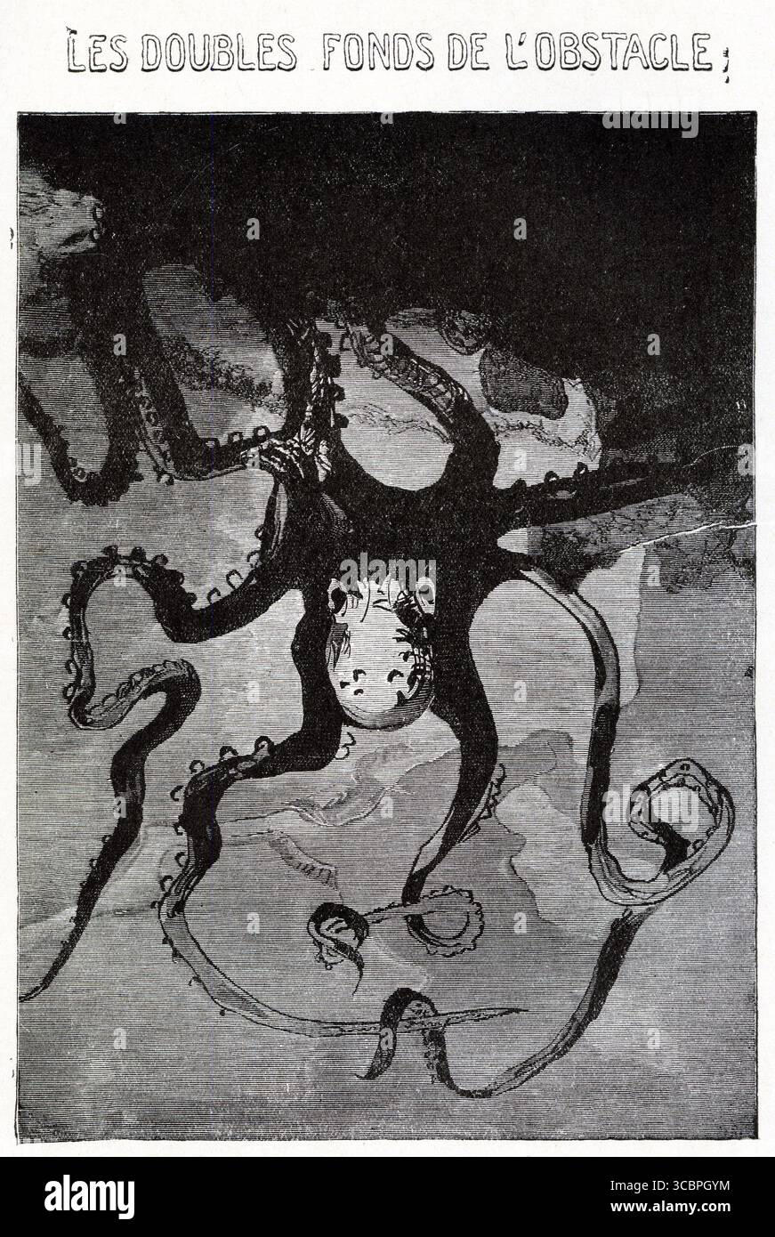 Illustration from Victor Hugo's book Toilers of the sea, showing an ...