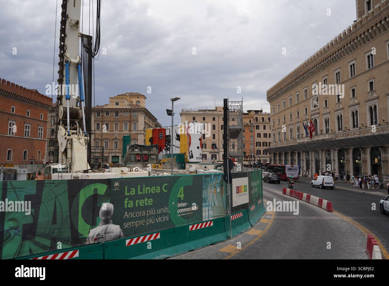 Rome, Italy, July 13th 2025: Image showing urban construction works for ...