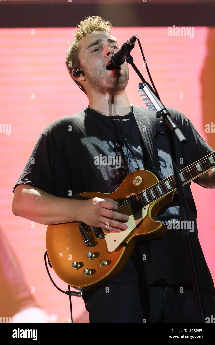 Copenhagen, Denmark. August 8, 2025. British singer Sam Fender performs ...