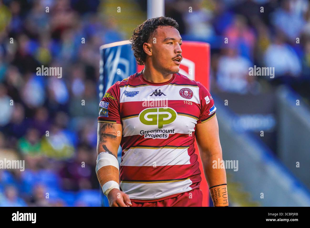 WARRINGTON, ENGLAND - August 8: Tyler Dupree of Wigan Warriors. Betfred ...