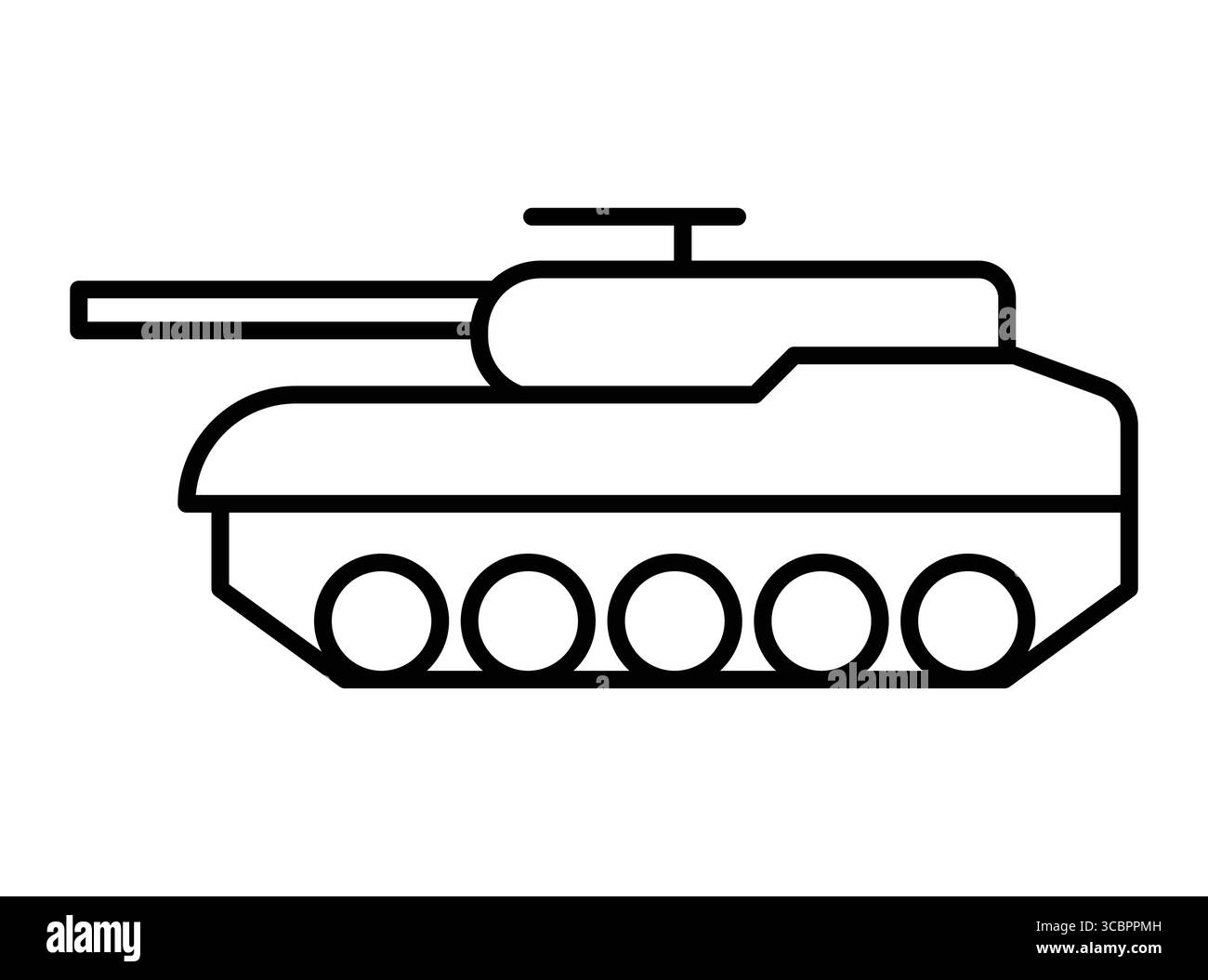This simple illustration showcases a minimalist armored military tank ...