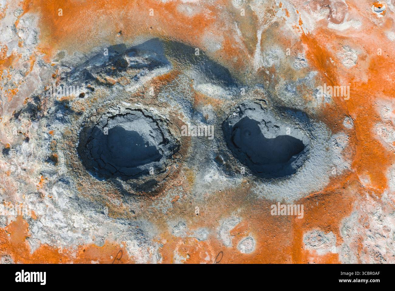Aerial View of Bubbling Mud Pots and Mineral Deposits in Iceland Stock ...