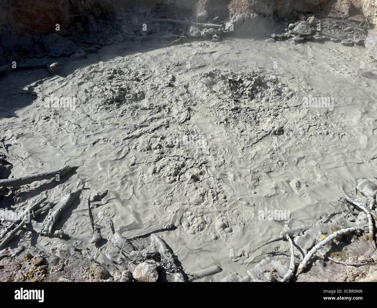 Bubbling sulfur mud pot at Sulphur Works, Lassen Volcanic National Park ...