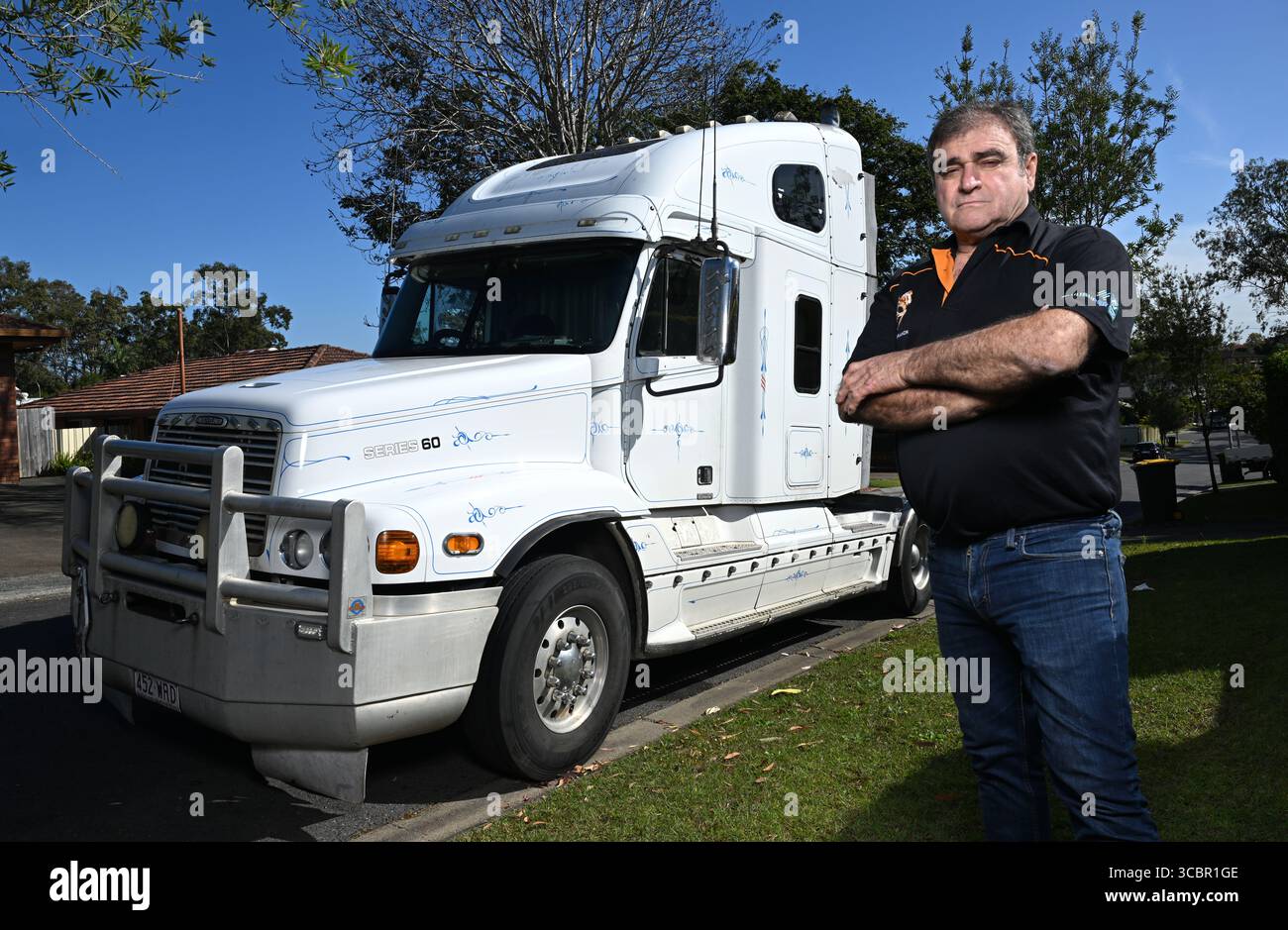 Truck driver Frank Black poses for a portrait in Brisbane, Thursday ...