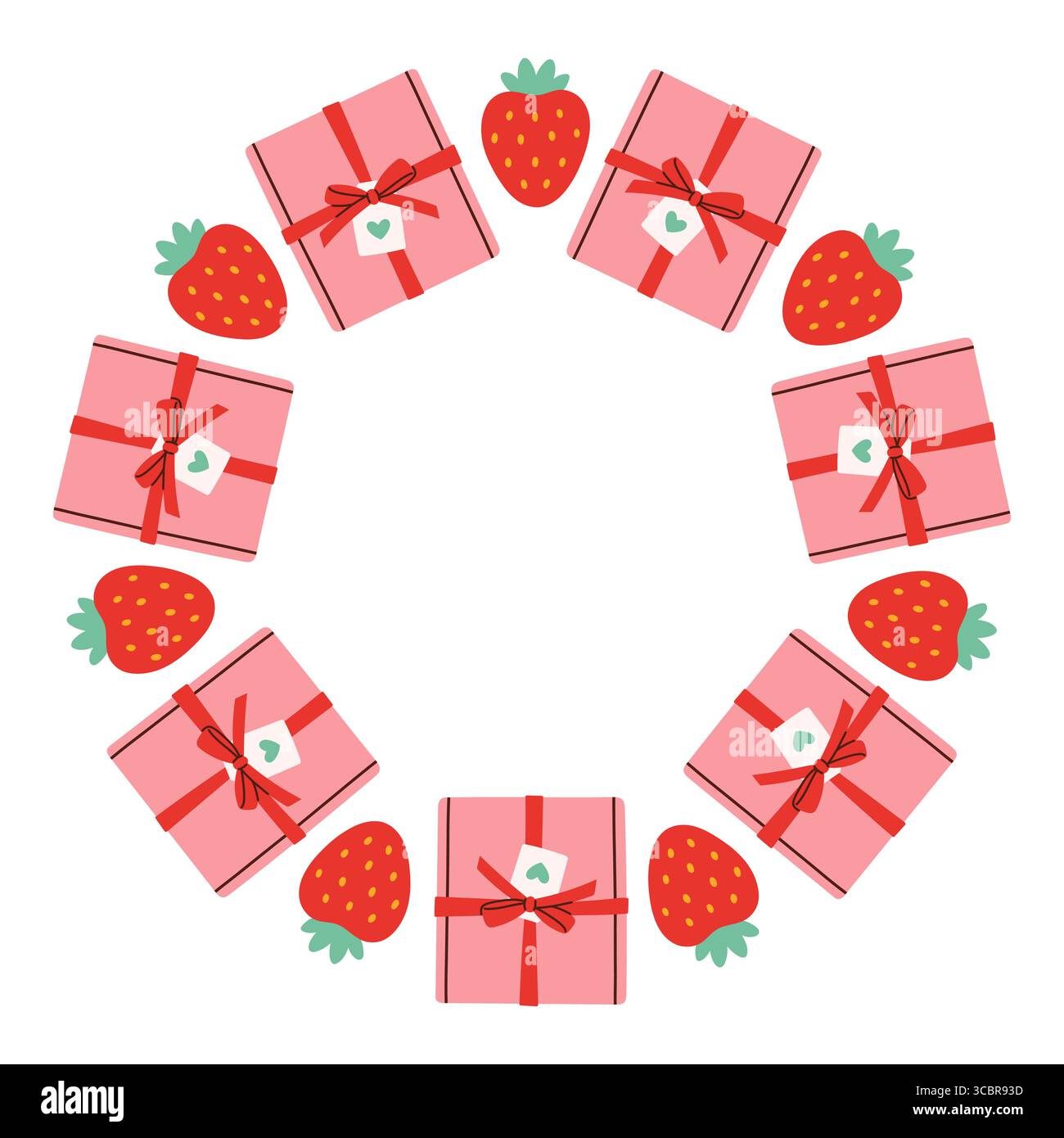 Simple valentines day circle frame. Round love themed border made of ...
