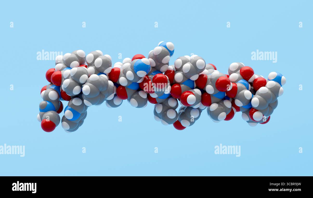 Illustration showing the alpha helical structure of a tirzepatide ...