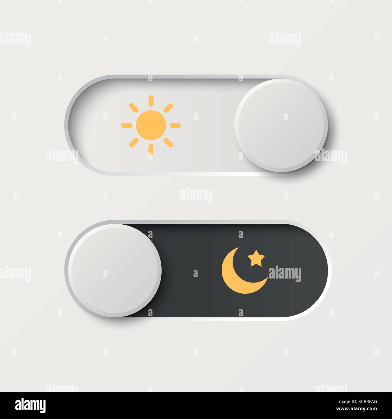 Vector 3d Day and Night Mode Toggle Switch Icon. Light and Dark Mode ...