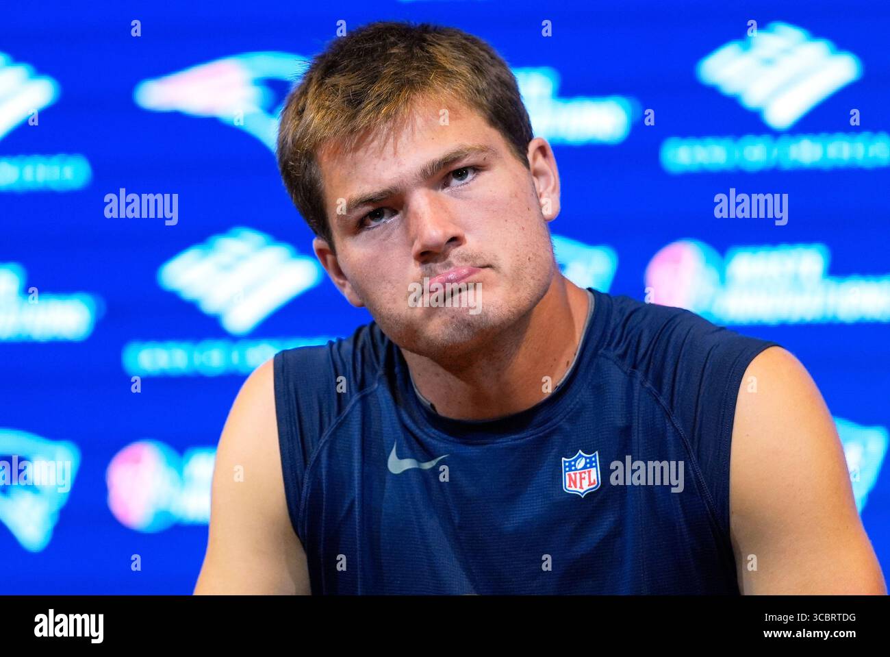 New England Patriots quarterback Drake Maye speaks during a press ...