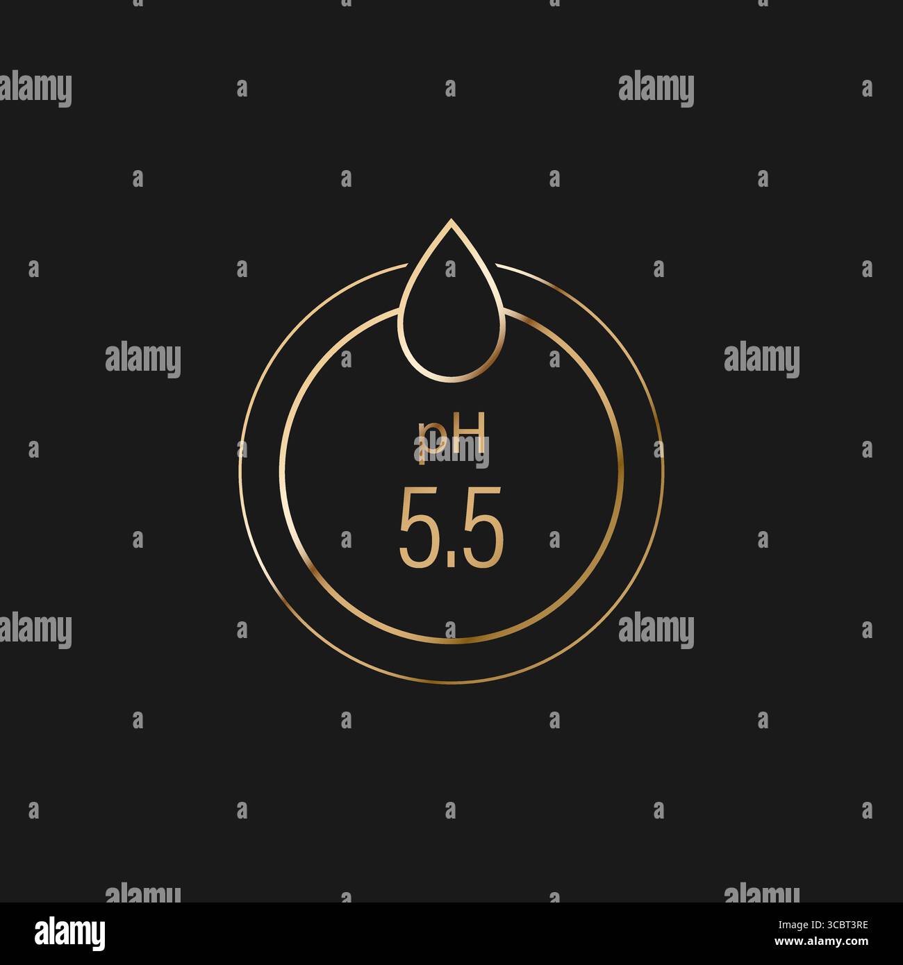 Ph value icon. Simple golden cosmetic symbol. Concept of neutral ...