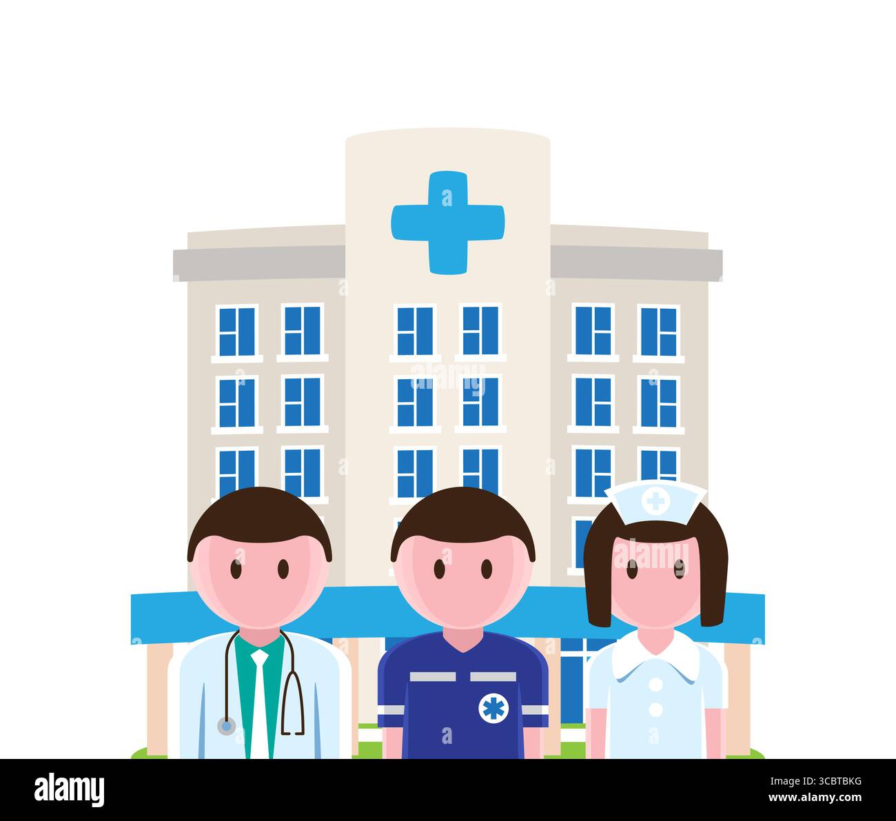 Illustration of a hospital CPR team, featuring a doctor, EMT and nurse ...