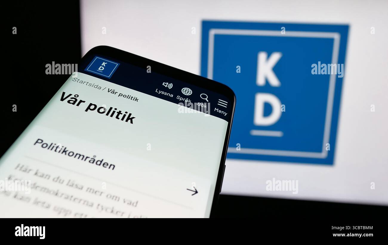 In this photo illustration, a mobile phone with the website of Swedish ...