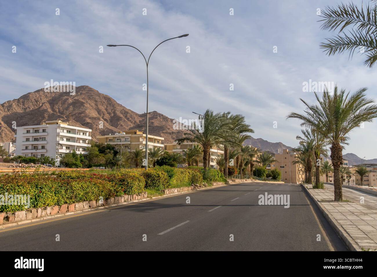 Scenic Highway 80 stretches from Aqaba, Jordan, toward rugged Middle ...