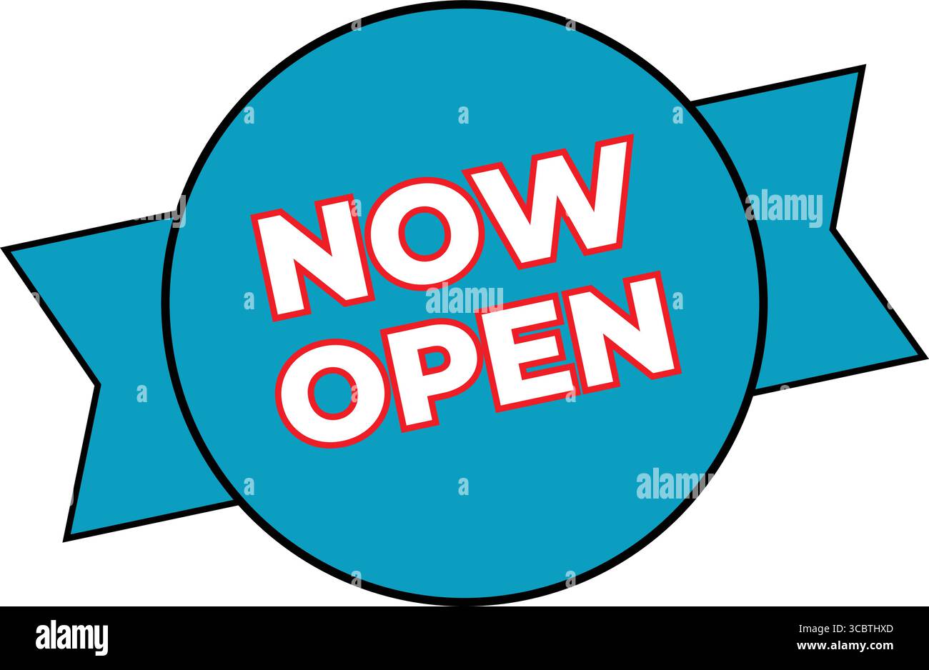 Open Now Announcement Round Sticker Colorful Circle Label Design Vector ...