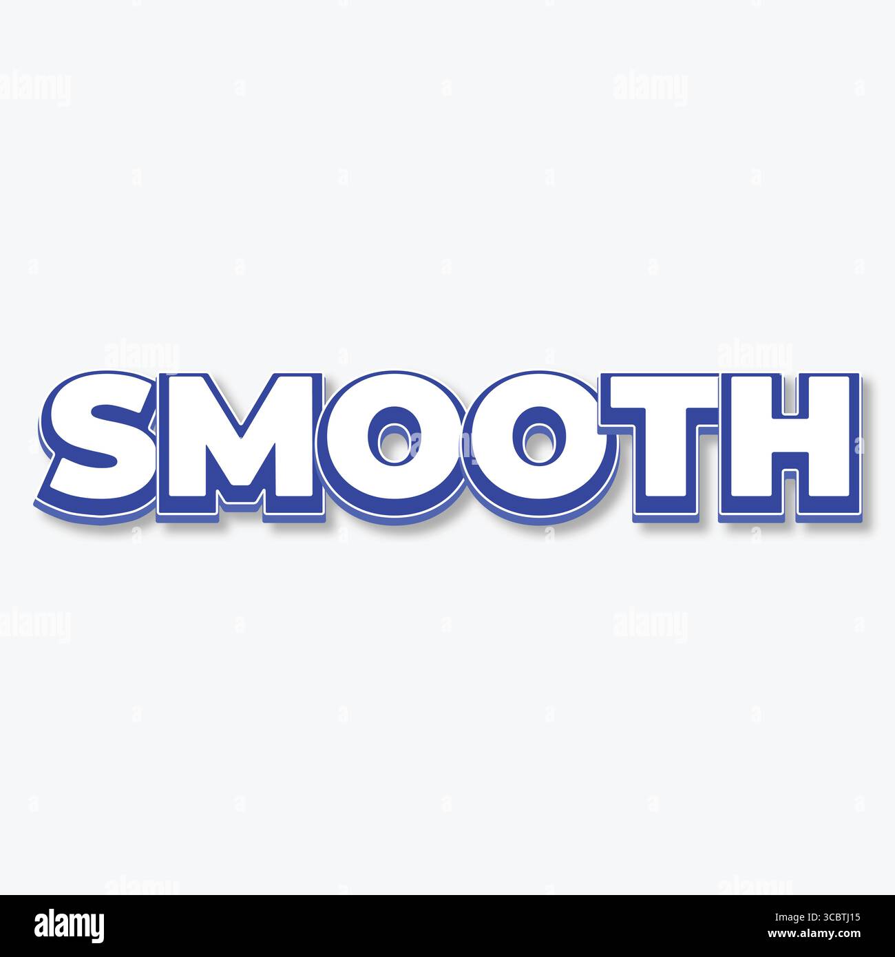 Smooth Word in Bold Blue 3D Lettering with Shadow Modern Typography ...