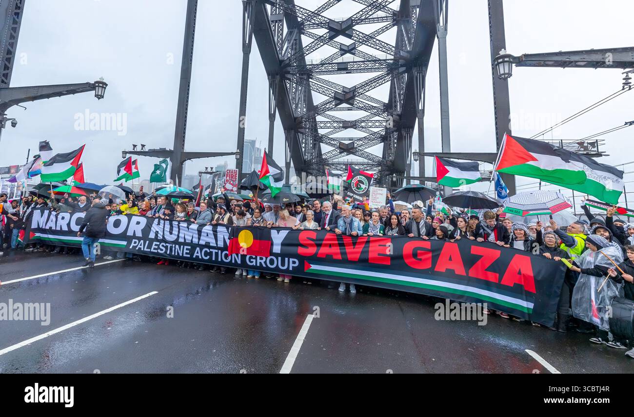 Sydney, Australia, 03 Aug 2025. A large crowd has marched across Sydney ...