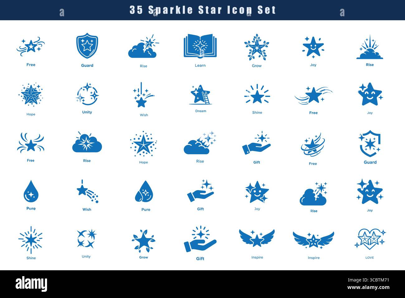 Sparkle Star Icon Set | Hope, Love, Shine, Dream, Wish, Inspire, Pure ...