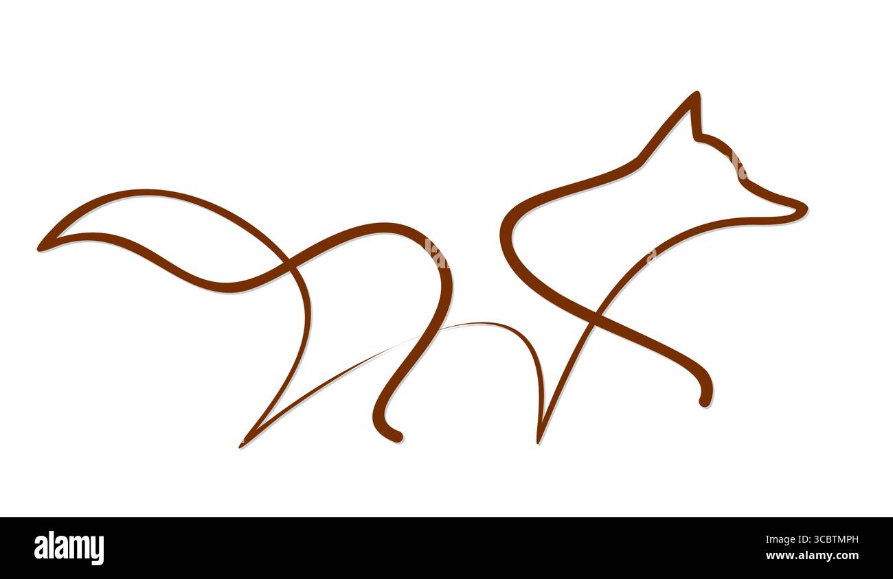 One line wild fox Cut Out Stock Images & Pictures - Alamy