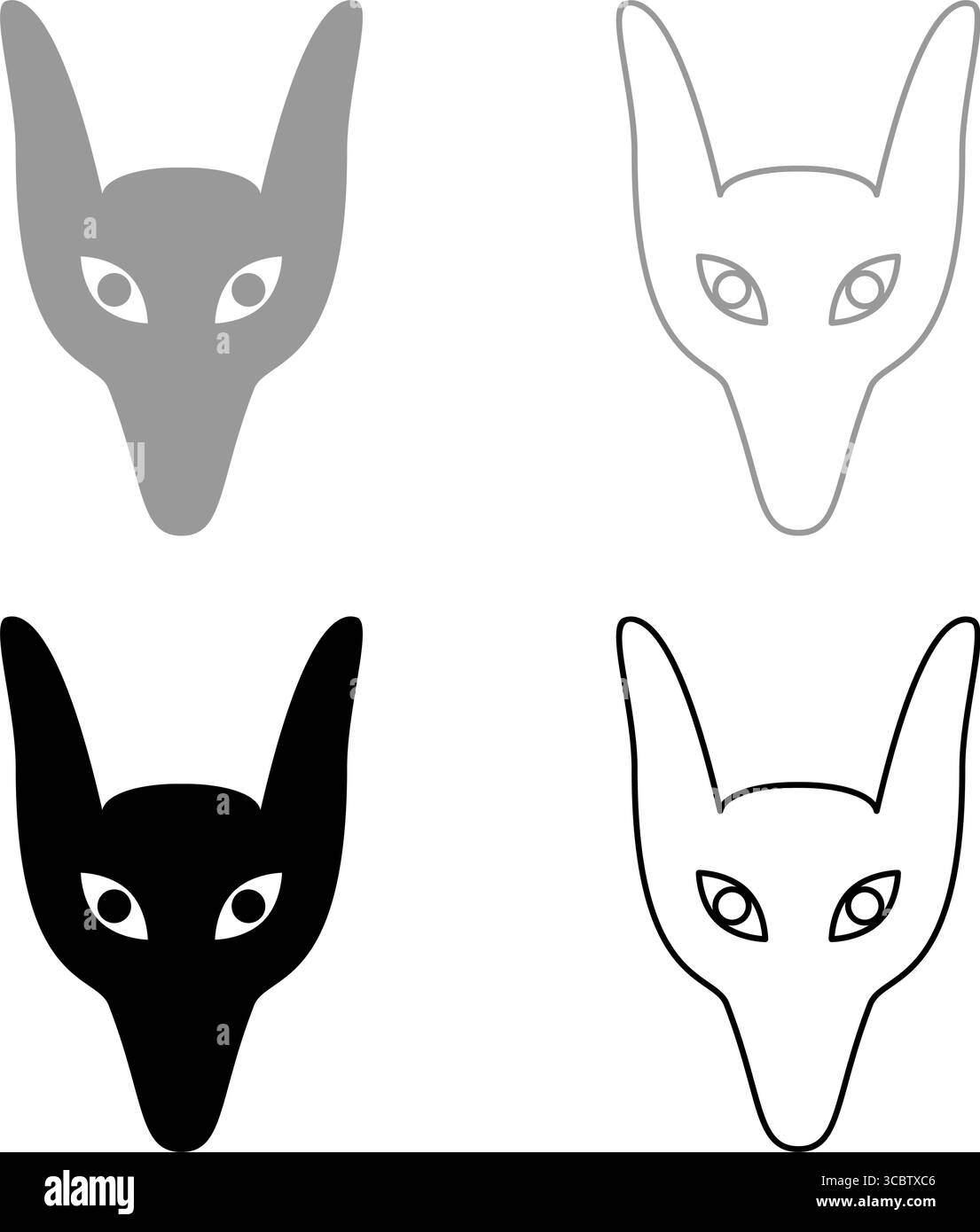 Head jackal set icon grey black color vector illustration image simple ...