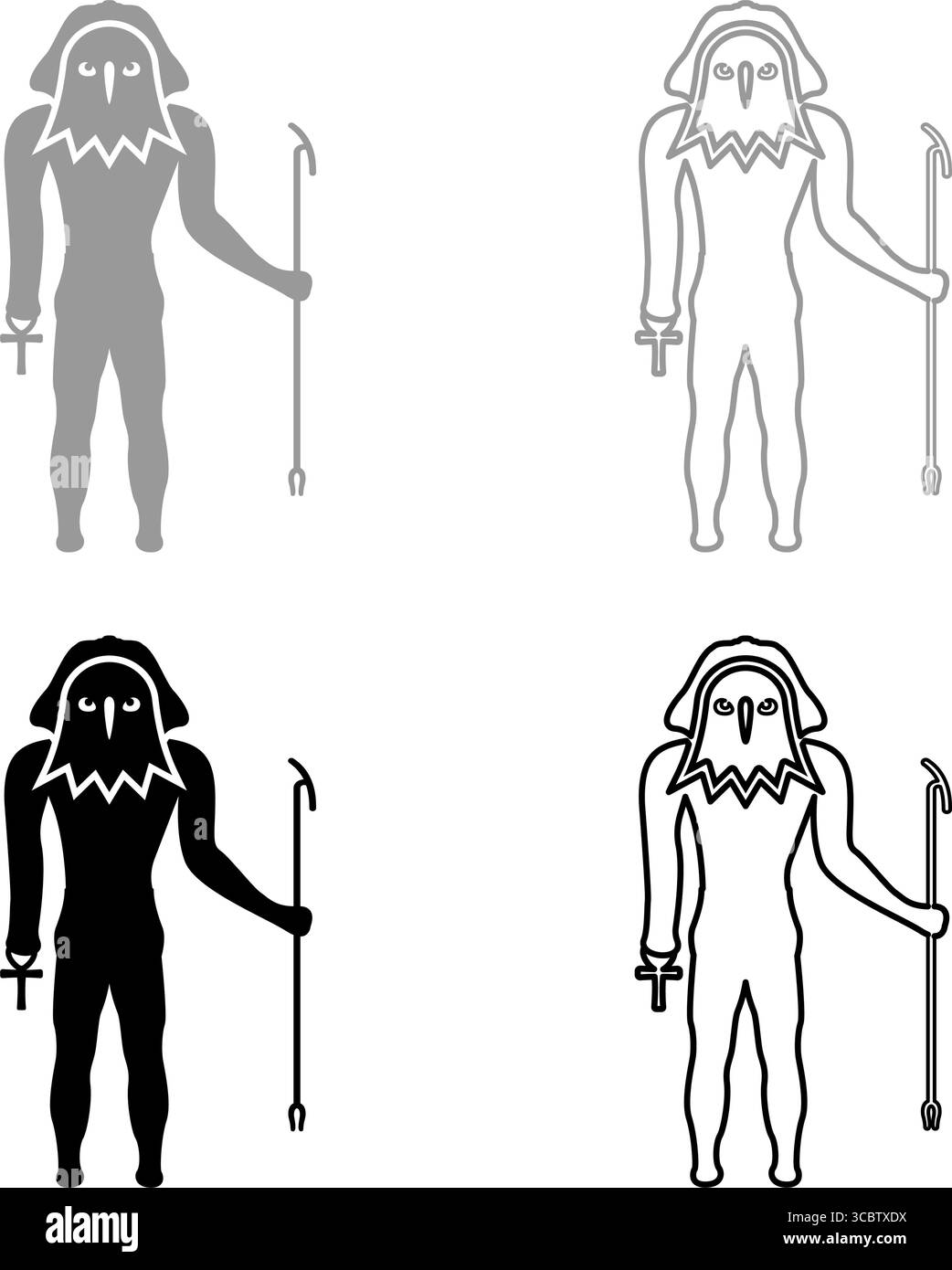 Ra ancient Egypt sun god deity with falcon head set icon grey black ...