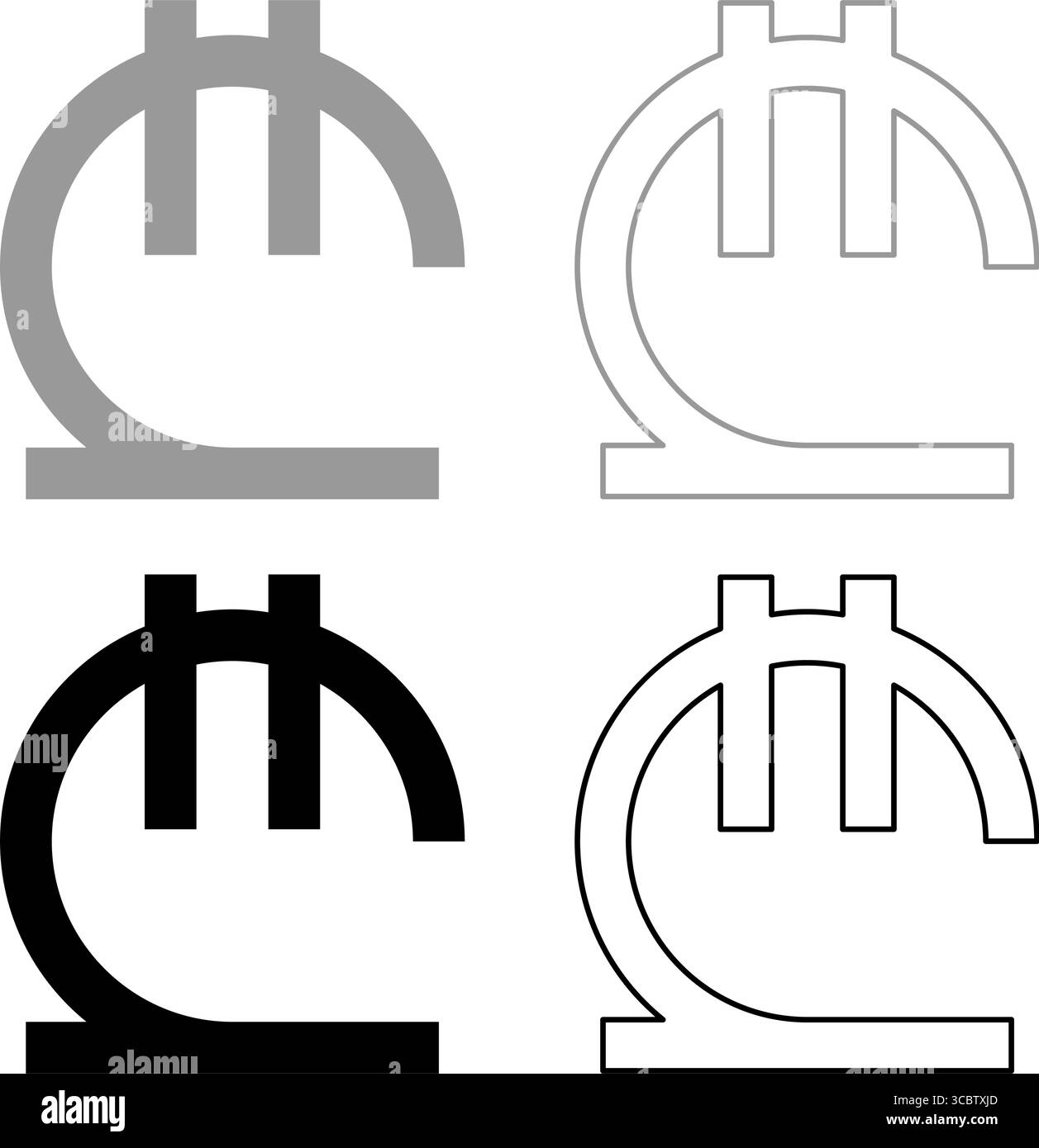Georgian lari currency symbol GEL money sign set icon grey black color ...
