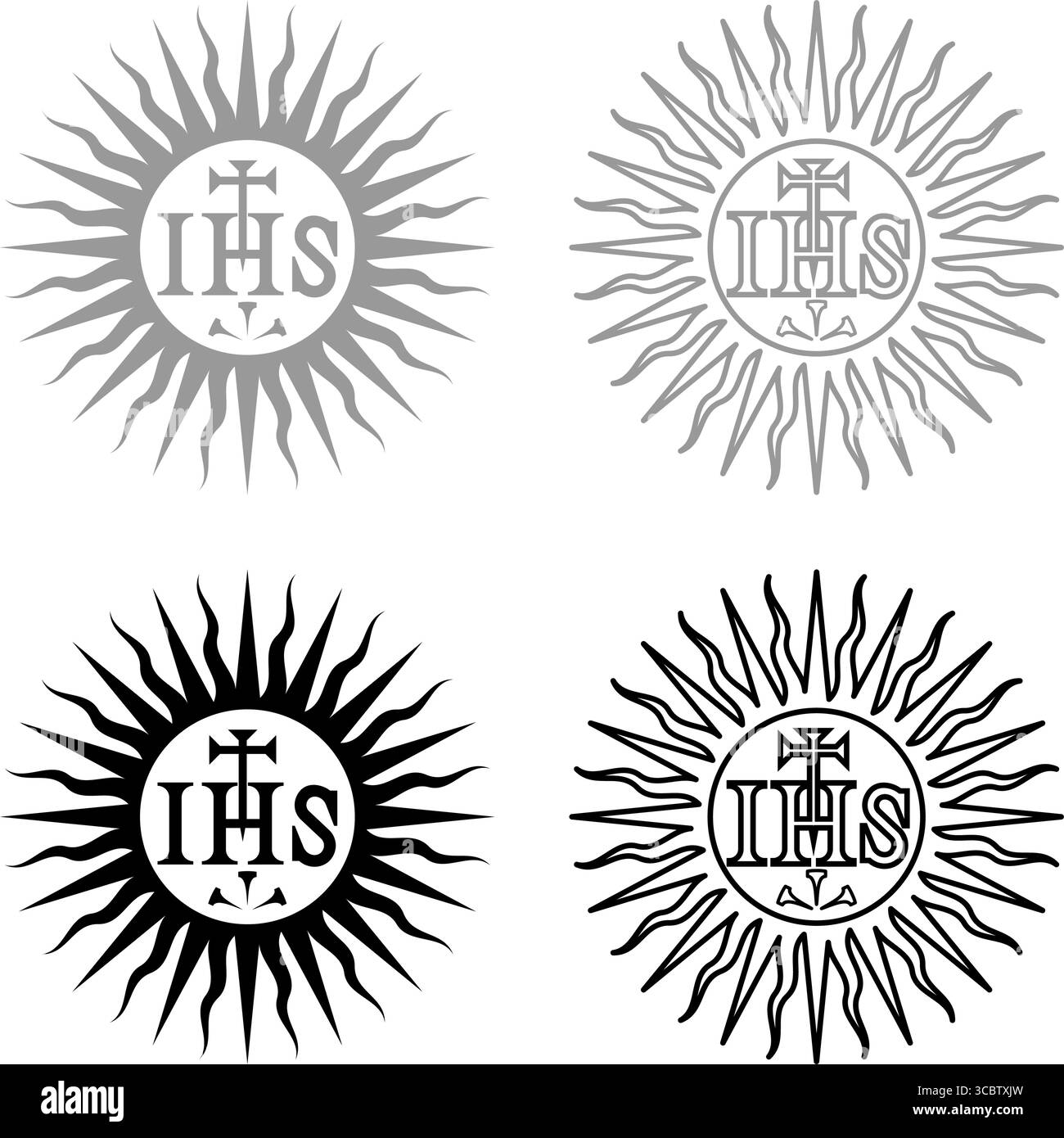 Jesuit symbol Christian concept sign set icon grey black color vector ...