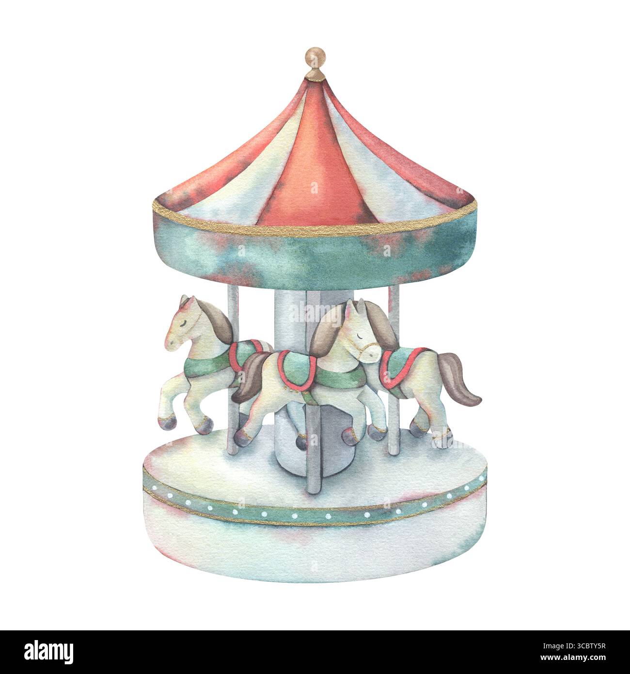 Vintage merry go round illustration Cut Out Stock Images & Pictures - Alamy