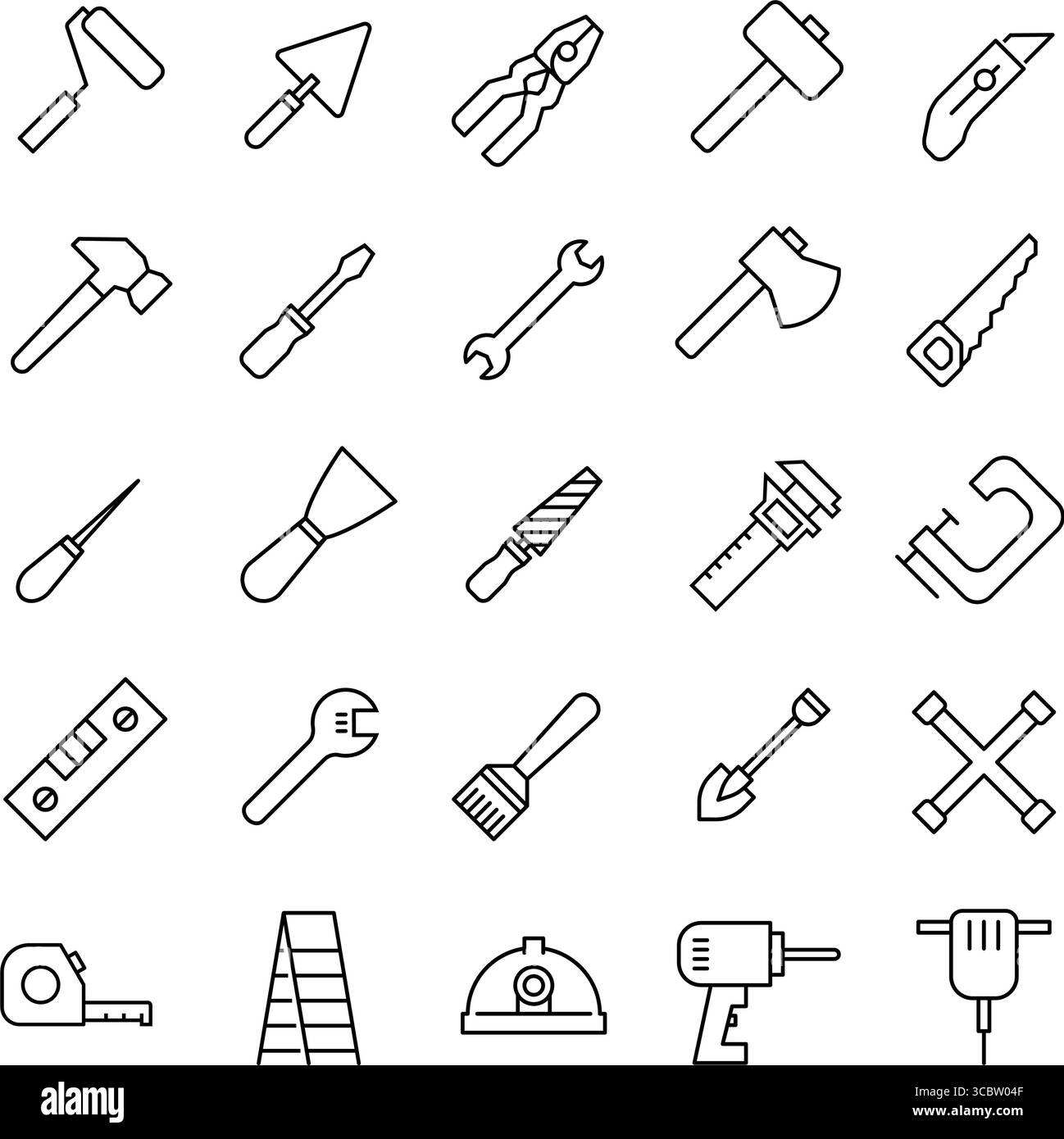 Construction Tools line icon set. Modern linear icons. Editable stroke ...