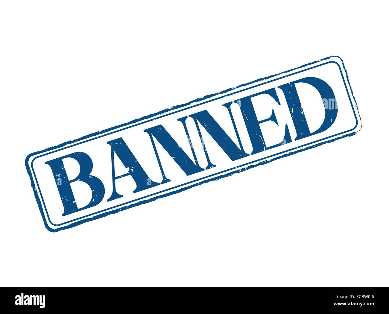 A Banned Blue Rubber Stamp Seal with an Outline and Text Stock Vector ...