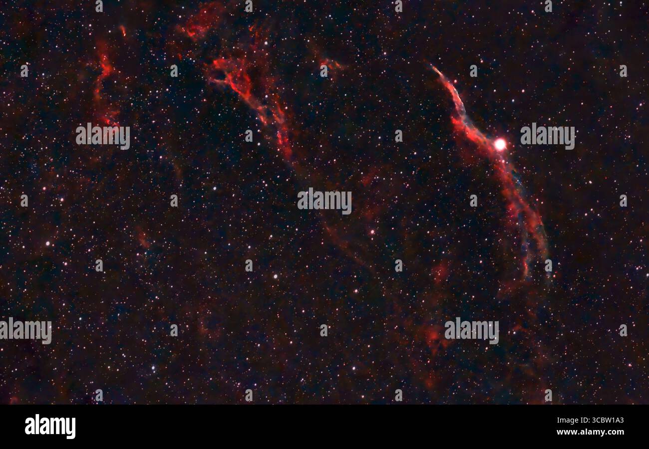 NGC 6960 Western Veil Nebula photographed from London, UK on 9th August, 2025. The nebula is the ...