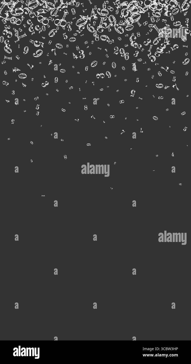 Concept of school background. White chalk numbers and digits falling ...