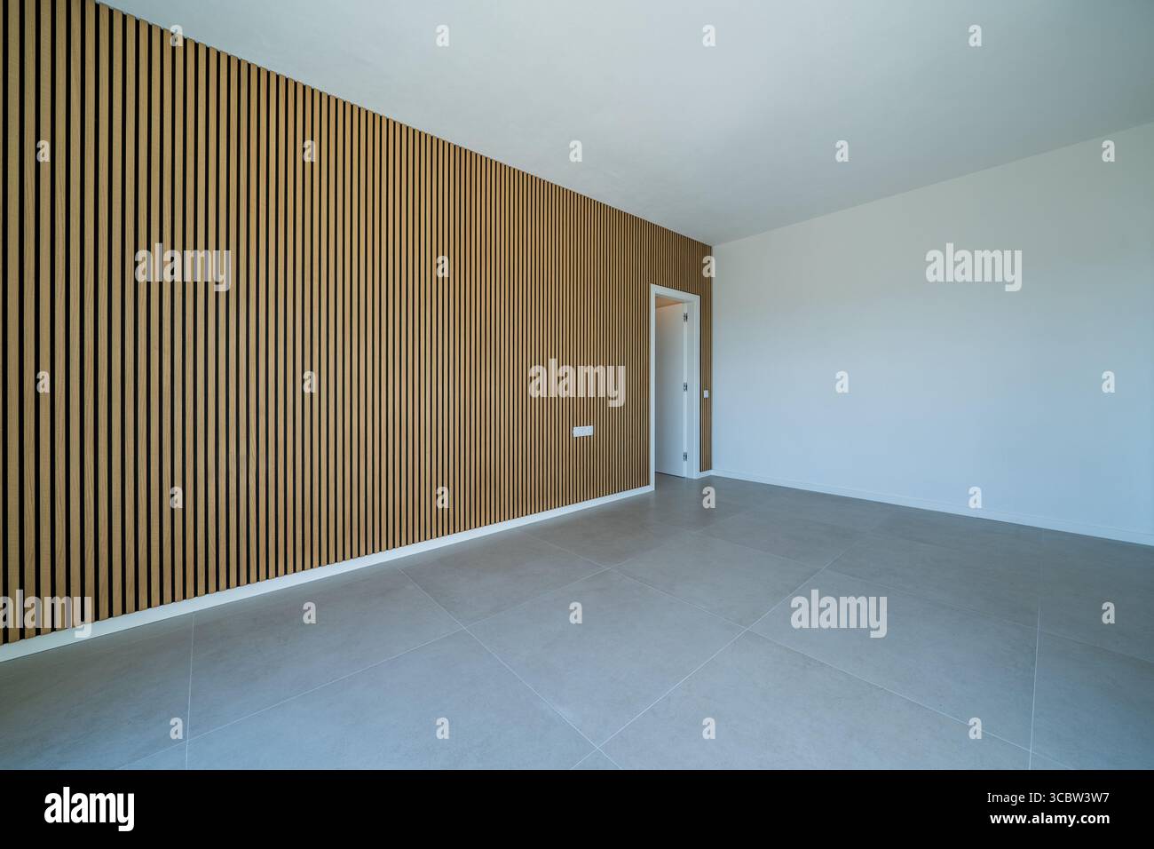 Room with wooden wall texture with wood acoustic panels pattern Stock ...