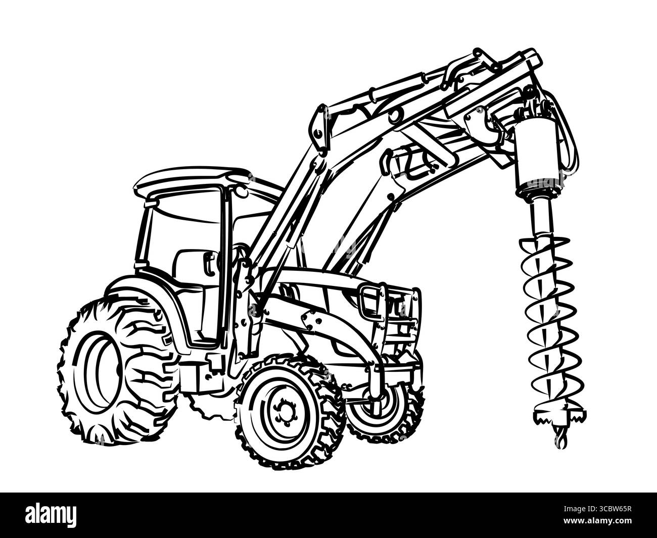 The Tractor Sketch with earth drill Stock Vector Image & Art - Alamy