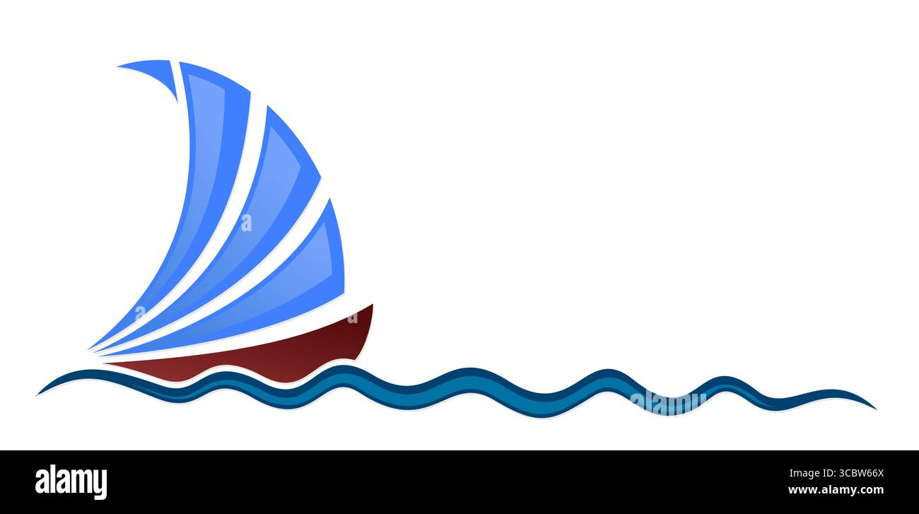 the Symbol of the blue sailing vessel in the sea Stock Vector Image ...
