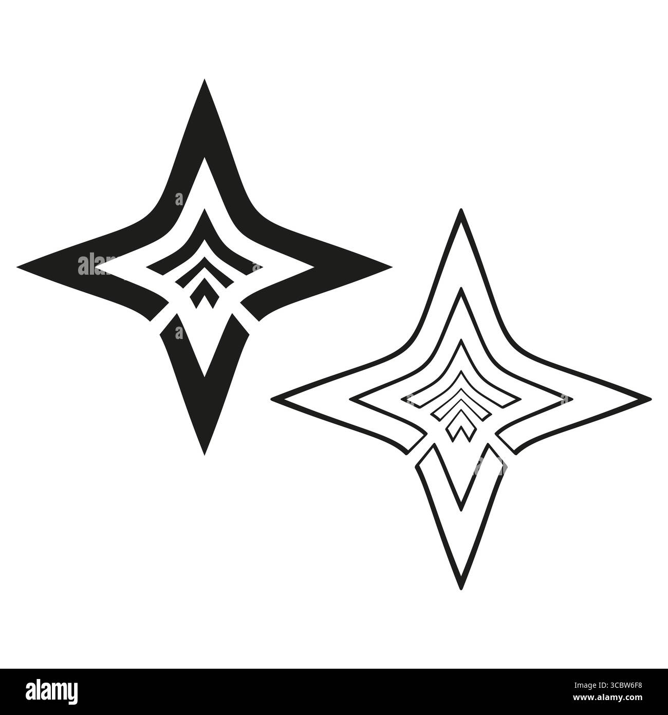Diamond star icon. Layered shape motif. Vector angular flare. Bold ...