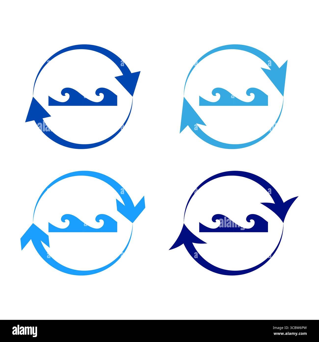 Circular arrow symbols. Water wave cycle. Refreshing aqua Vector ...