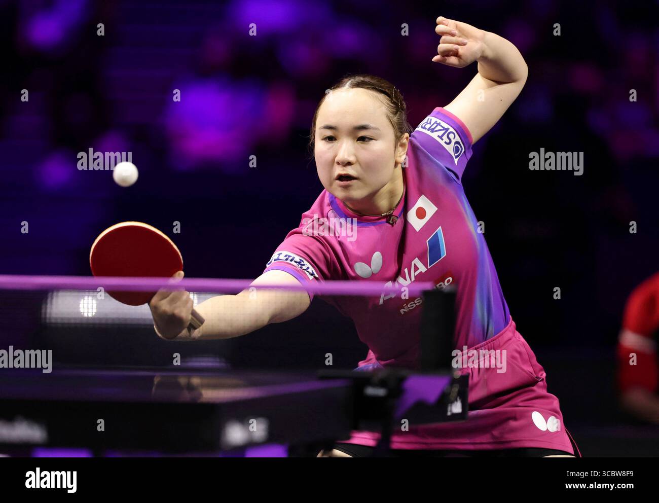 Mima ITO of Japan plays against SHI Xunyao of China during the Women's Singles second round ...